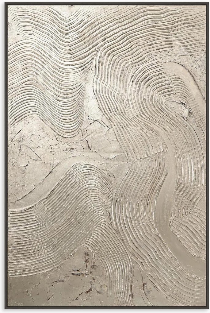 Ručně malovaný zarámovaný obraz na plátně Metallic Silver