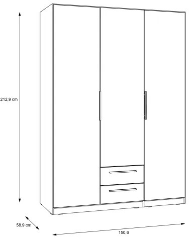 Šatní skříň se zrcadlem MARO 150x213 cm dub artisan