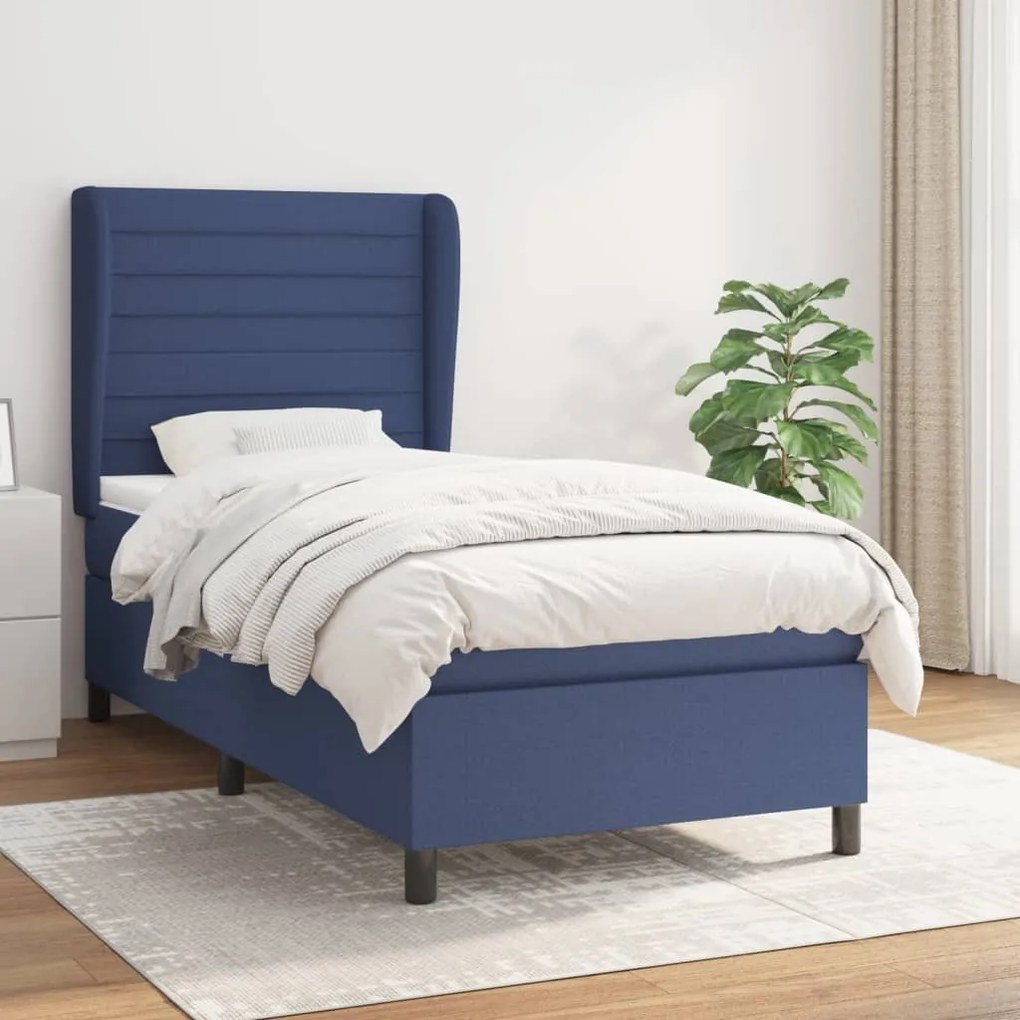 Box spring postel s matrací modrá 80x200 cm textil 3128003