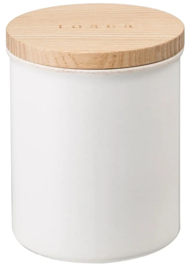 Bílá dóza s bambusovým víčkem YAMAZAKI Tosca, ø 9,5 cm