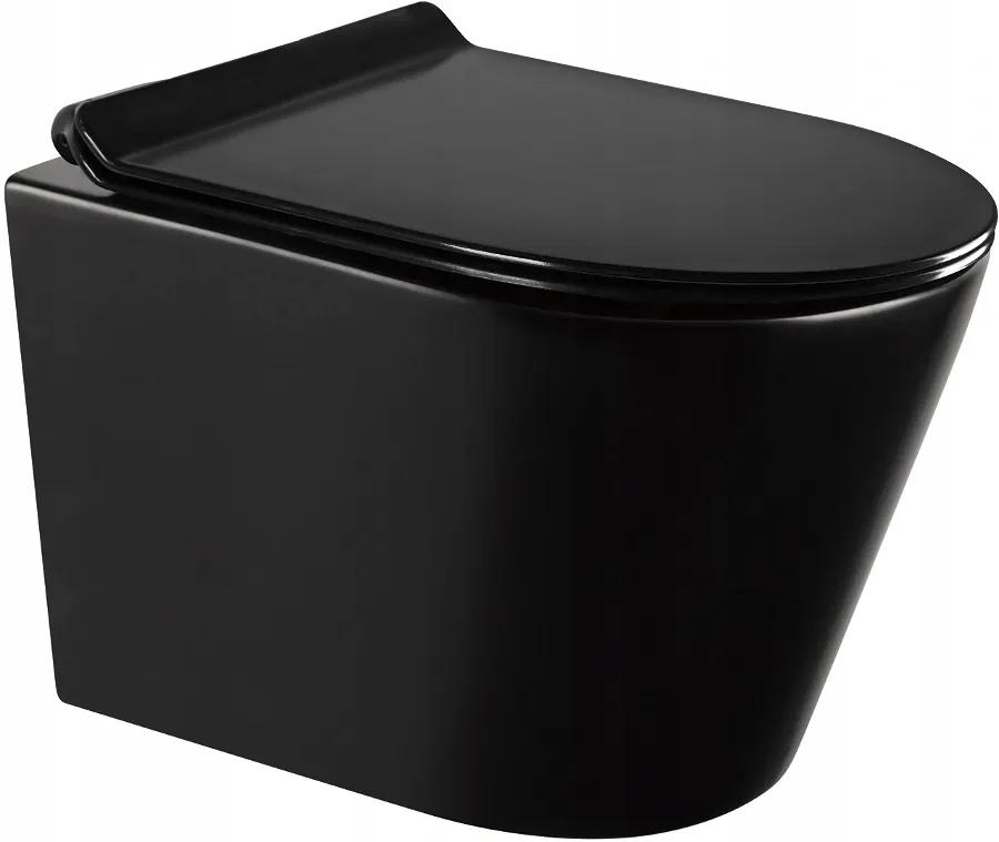 Závěsný WC set MEXEN RICO  36,5 cm s prkénkem černý