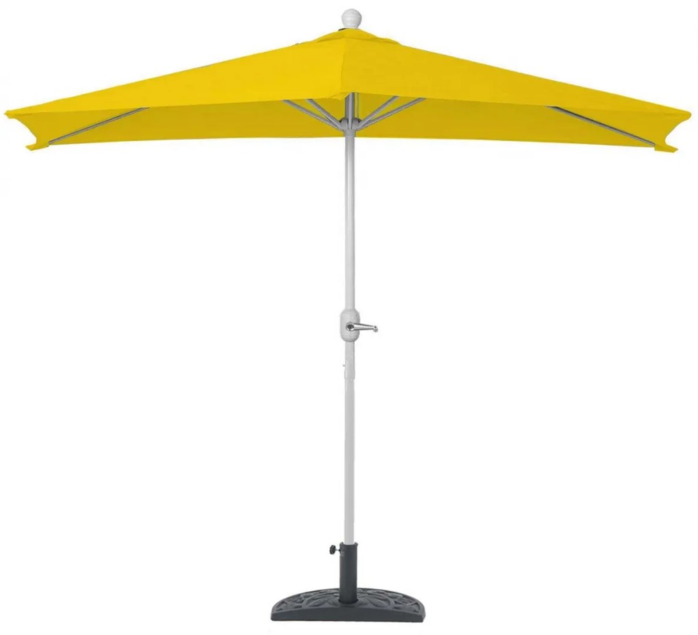 Slunečník půlkruh Parla - polyester/hliník - 270cm žlutý se stojanem