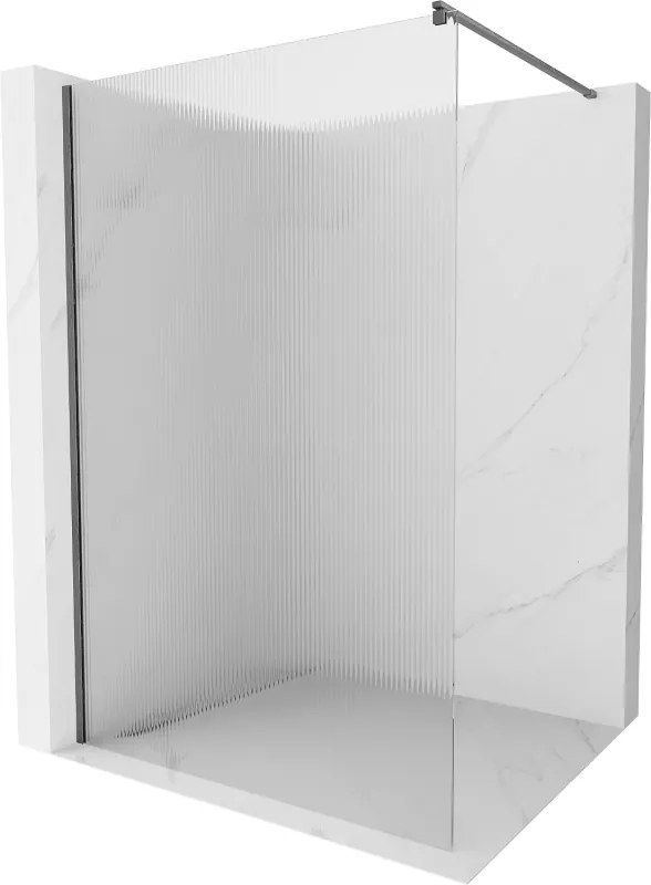 Mexen Kioto, sprchová zástěna Walk-In 70 x 200 cm, 8mm sklo s žebrovým vzorem, grafitový profil, 800-070-101-66-09