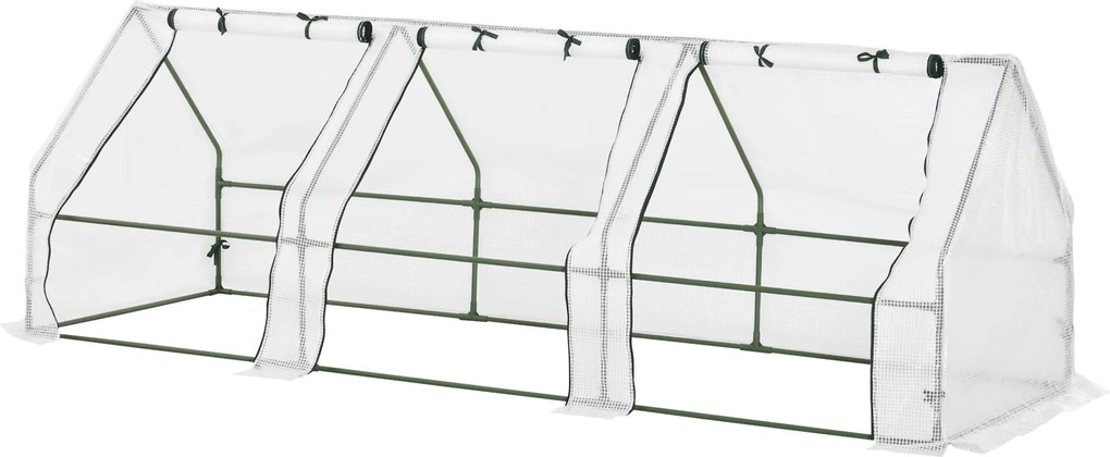 Outsunny Zahradní Skleník 270x90x90 cm s 3 Okny, Ocelová Rámová Zahrada pro Pěstování Rostlin, Květin a Rajčat | Aosom