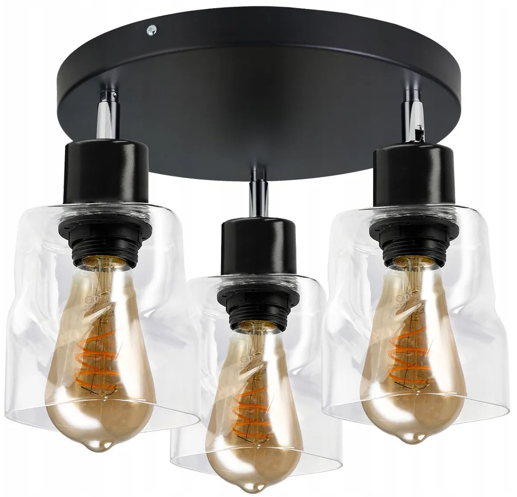 BERGE LED stropní svítidlo 3xE27 rolované čtvercové průhledné