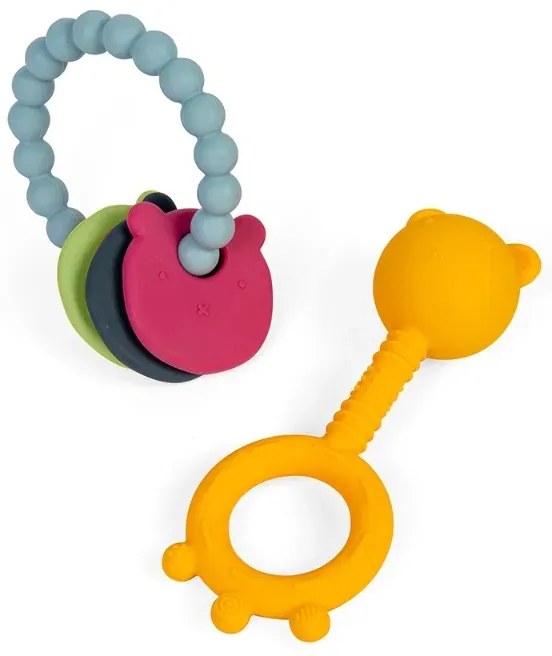 Bigjigs Toys Chrastítko a kousátko 2 v 1 a kousací kroužek Medvídek