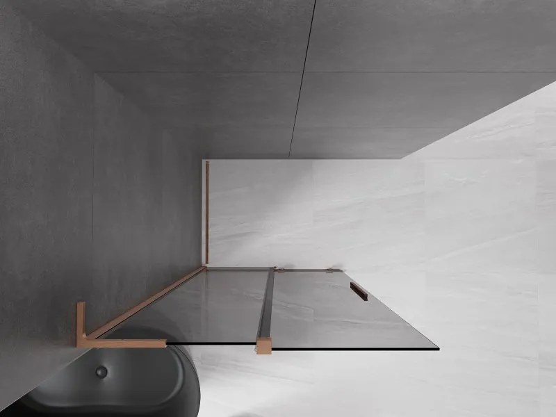 Mexen Velar L, posuvná sprchová zástěna Walk-in 110 x 200 cm, 8mm šedé sklo, měděná matná, 871-110-003-43-65