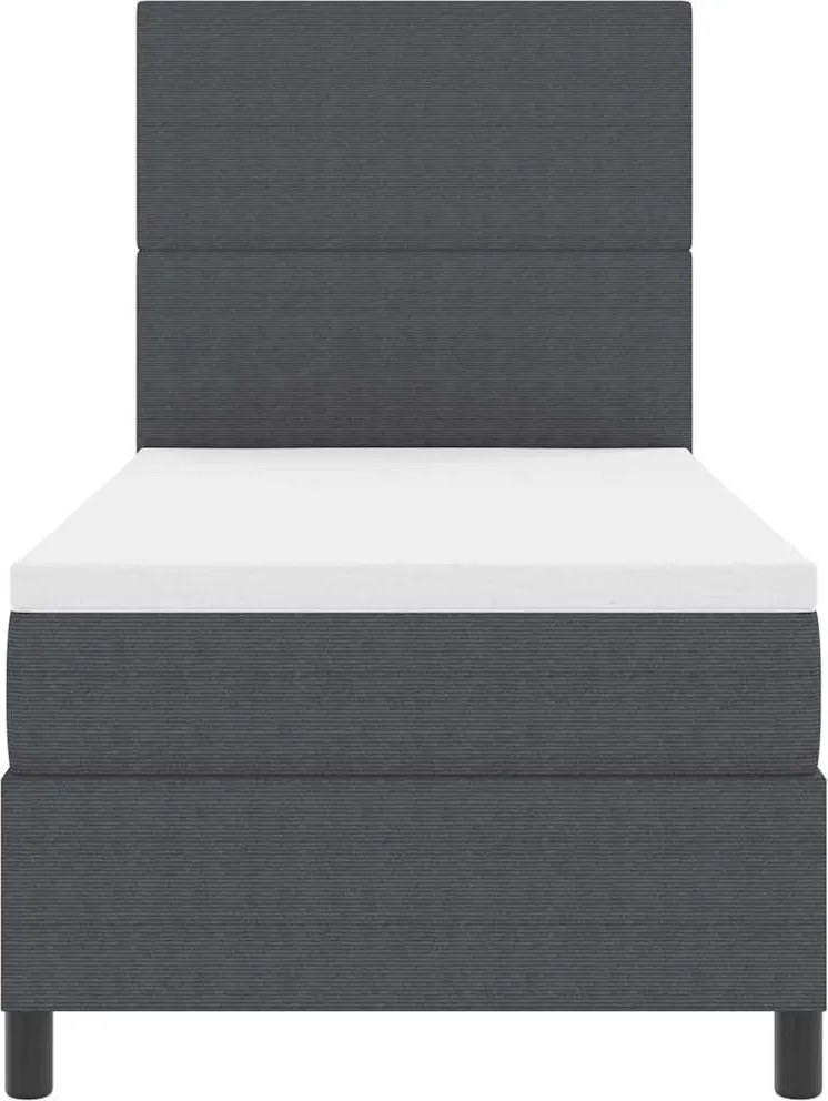 Postel s boxspringem s čelo Tmavě šedá a bílá 90 x 200 cm 3337540