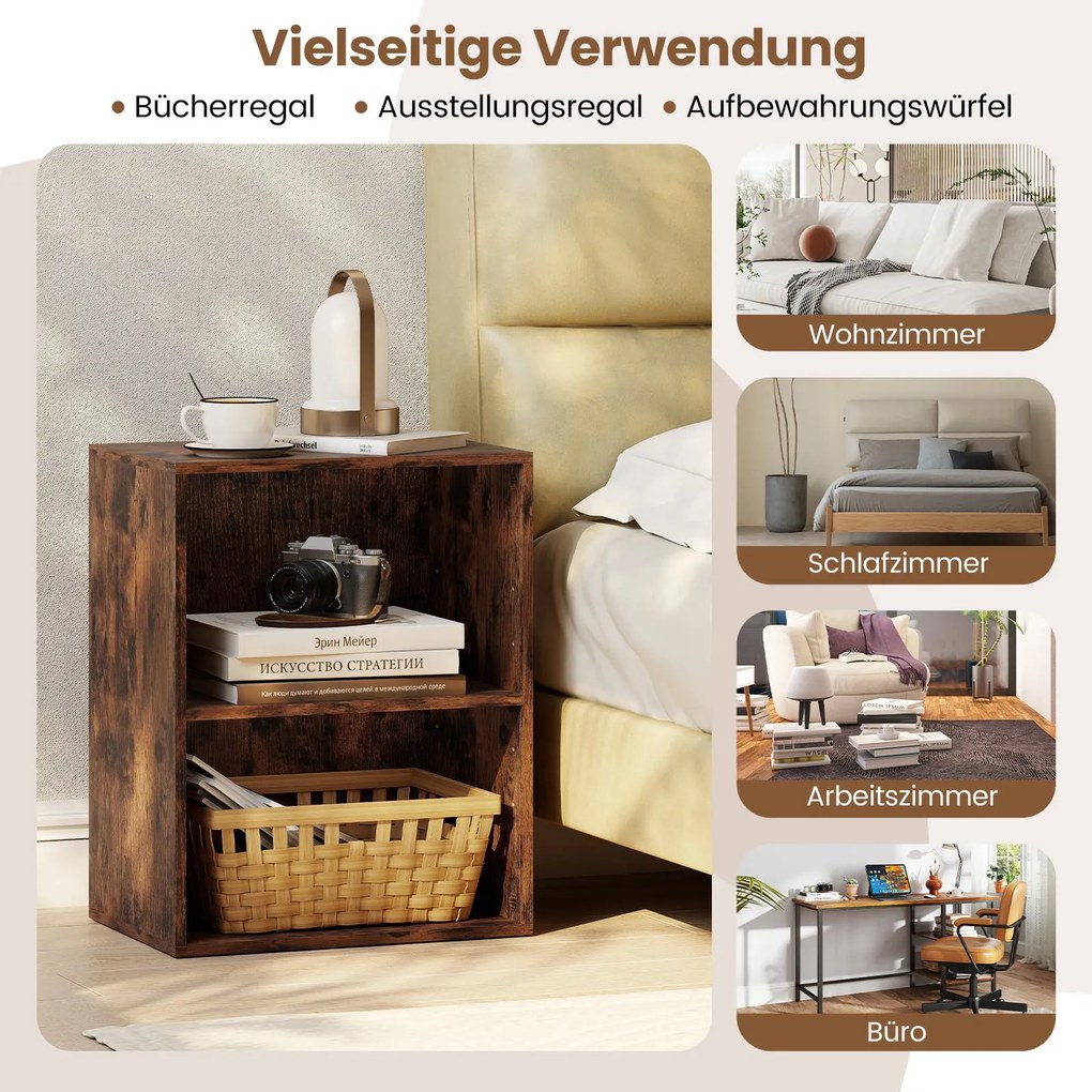 Costway Sada 2 dvoupatrových knihoven 42 cm, rustikálně hnědá