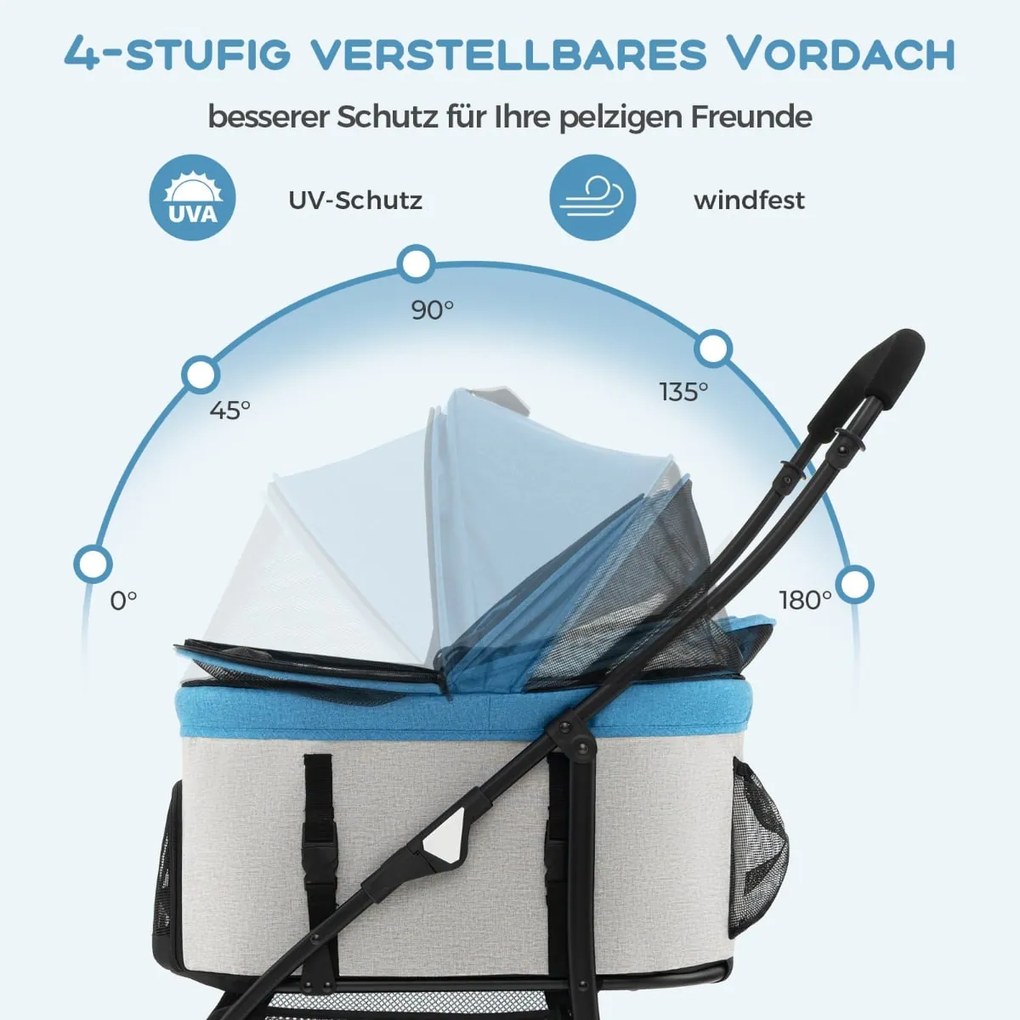 Costway 3 v 1 Psí kočárek psí buggy skládací až 15 kg Vozík pro mazlíčky