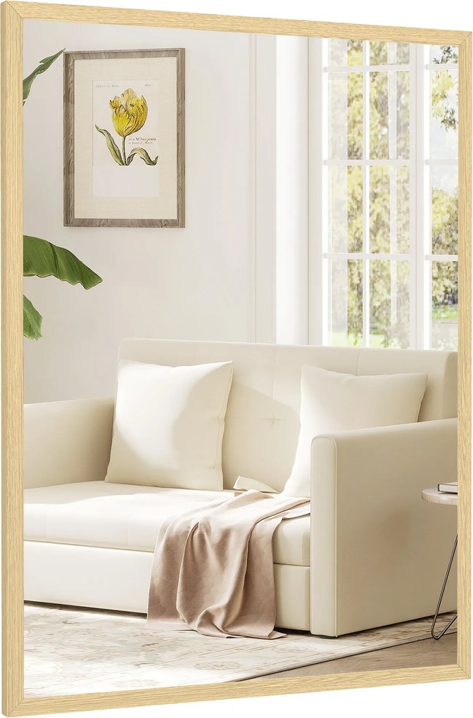 HOMCOM obdélné zrcadlo 60 × 80 cm — rám z přírodního dřeva | Aosom