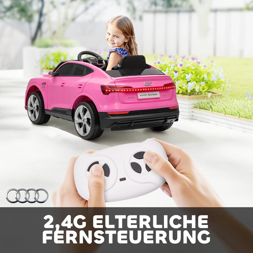 HOMCOM Elektrické dětské auto 12V, elektrické vozidlo Audi E-tron, elektrické auto s dálkovým ovládáním, bezpečnostní pás, pro děti 3-5 let