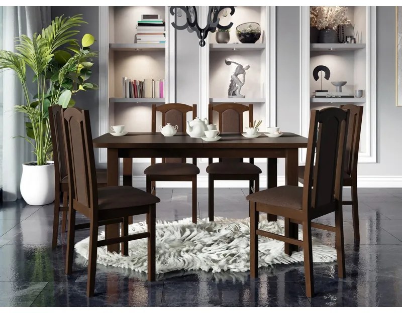 Rozkládací jídelní stůl se 6 židlemi AL06, Barva dřeva: sonoma-L, Potah: 25x - Paros 2