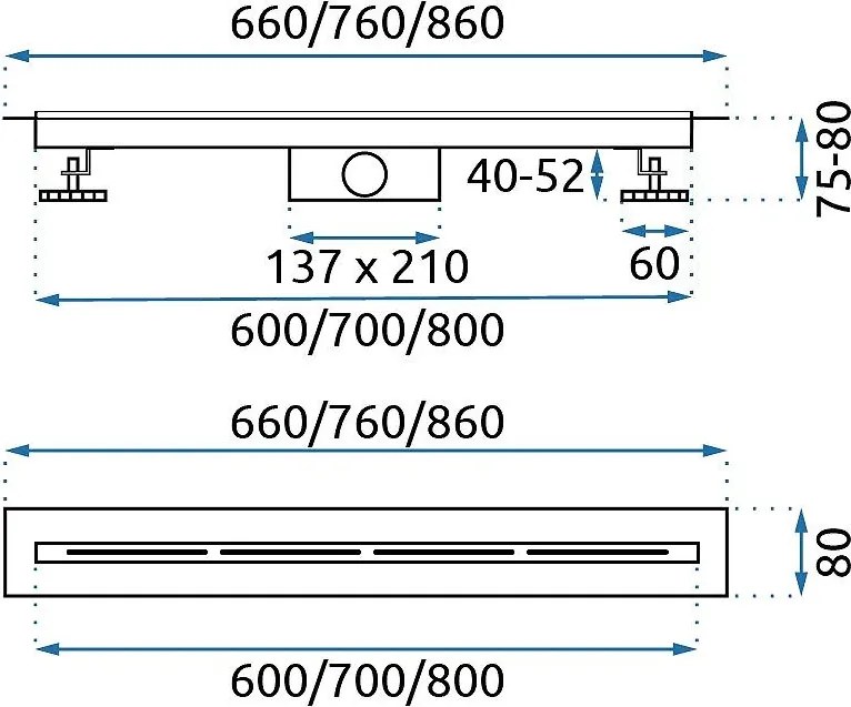 Rea, Odtokový žlab Rea FILO Nickel Brush 70, KPL-G6801