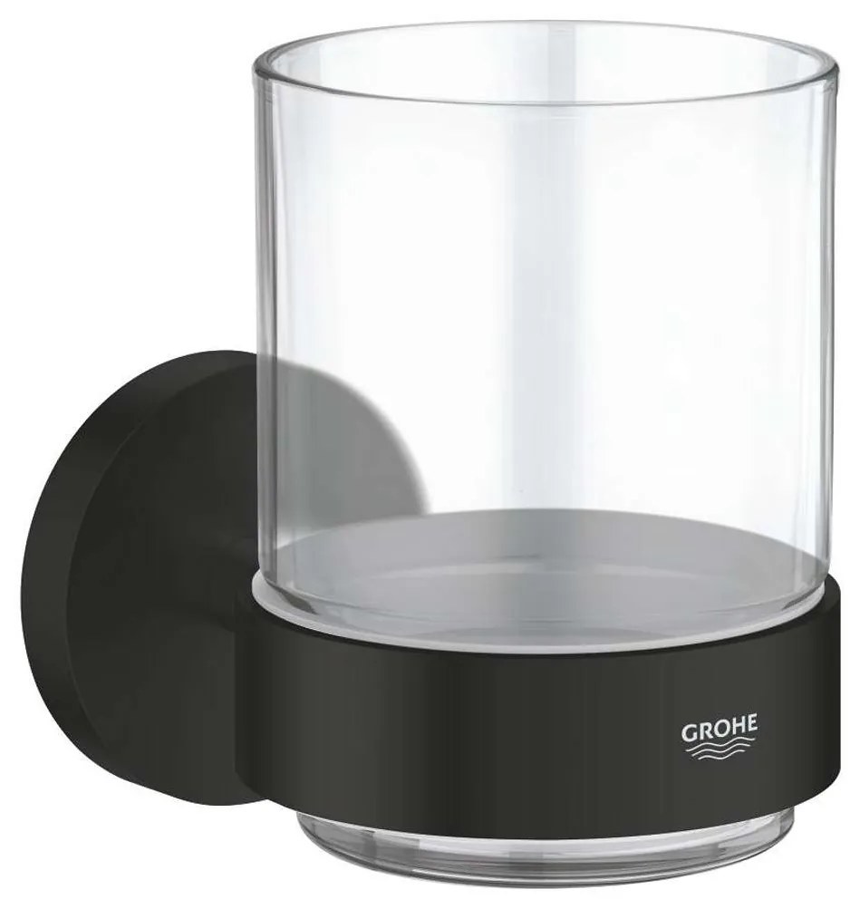Grohe QuickFix Start - Držák kartáčků a pasty, sklo/matná černá 411942430