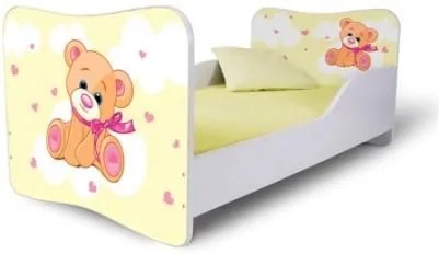 Dětská postel - Míša - žlutá - butterfly - 140 x 70 cm