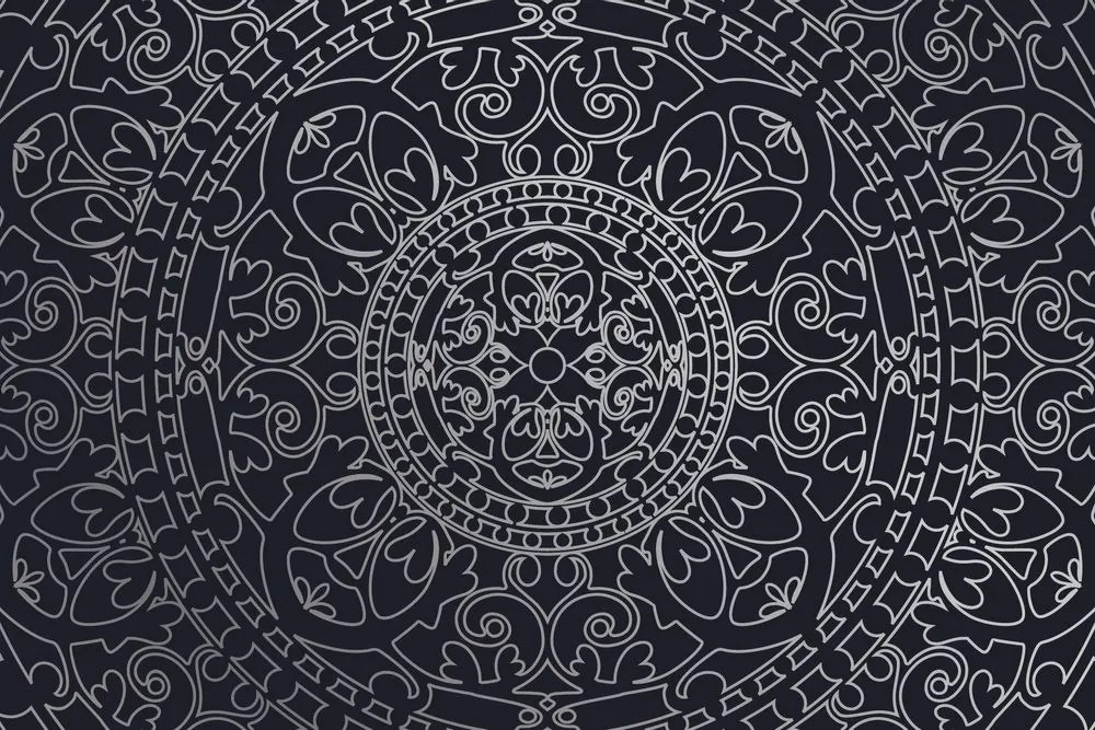 Tapeta orientální ornament v černobílém - 450x300 cm