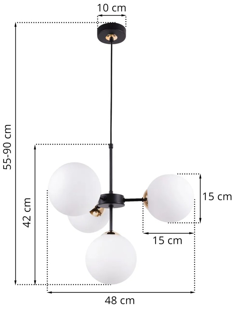 Závěsné svítidlo FLORENCE, 4x bílé skleněné stínítko, G