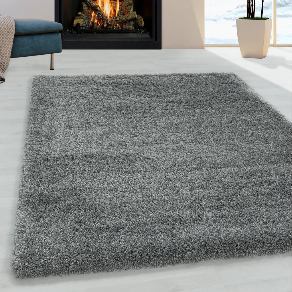 Ayyildiz, Kusový koberec Fluffy Shaggy 3500 light grey, 60x110, šedá, ložnice