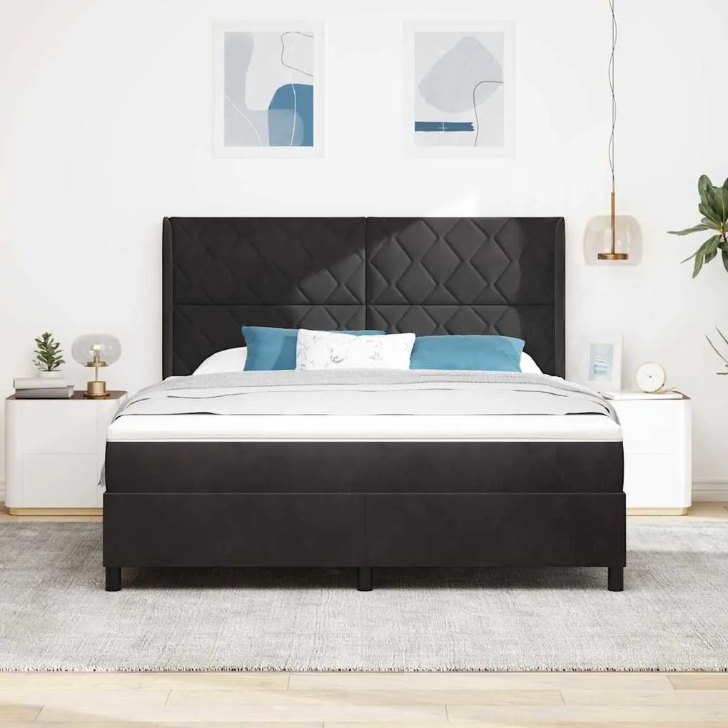 Postel s boxspringem s čelo Černá 180 x 200 cm samet 3342076