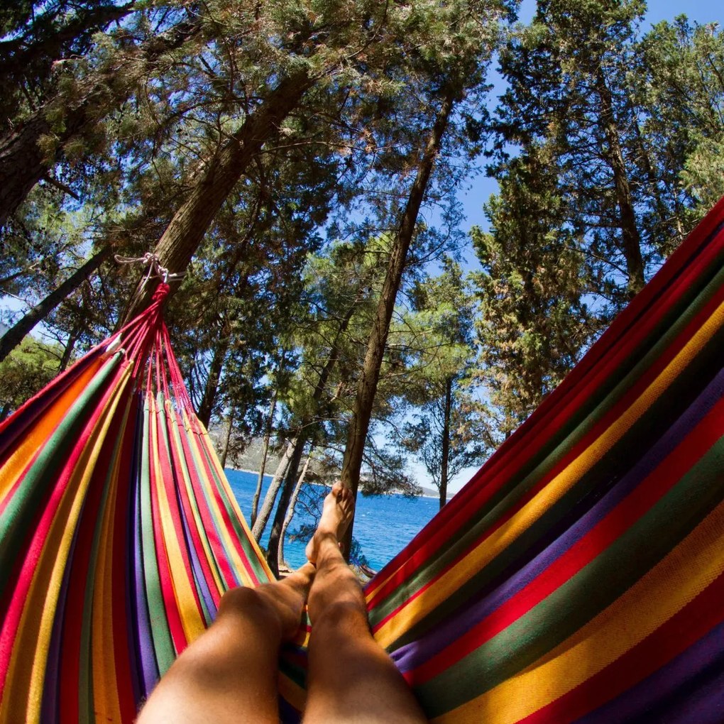 Bluegarden Bluegarden, závěsná houpací síť s dřevěnou oporou pro 1 osobu 90x200cm Hammock 400257, žlutá, OGR-09033