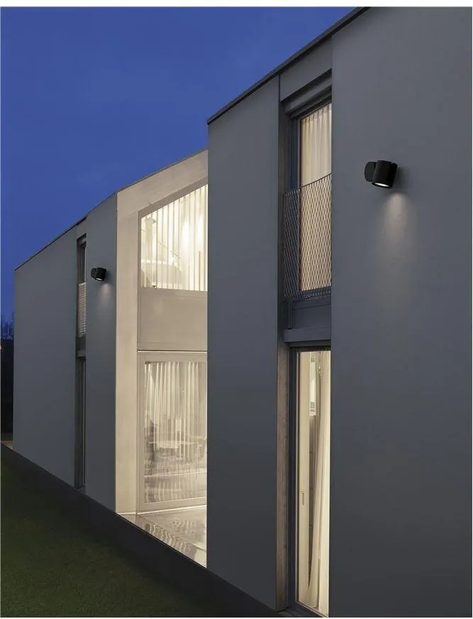 NV 9207912 Venkovní nástěnné svítidlo FOCUS černý hliník skleněný difuzor GU10 1x7W 100-240V IP54 bez žárovky - NOVA LUCE