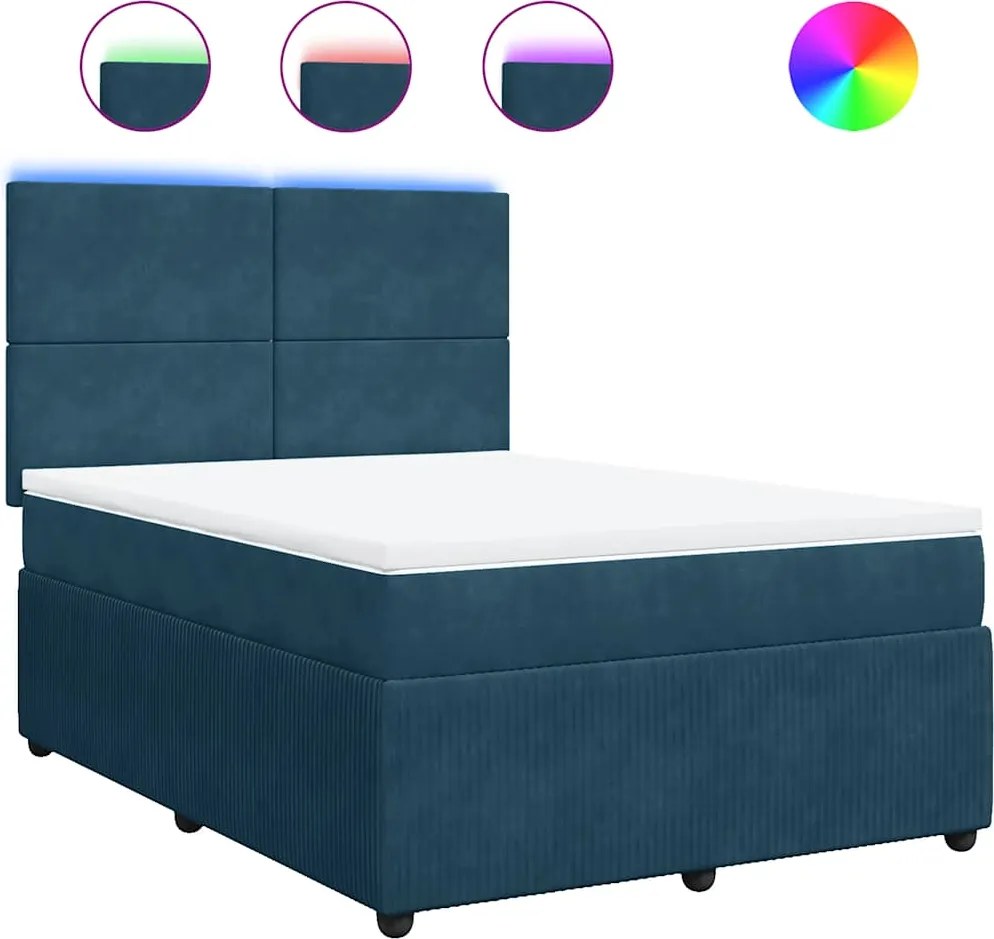 Box spring postel s matrací modrá 160 x 200 cm samet 3294680