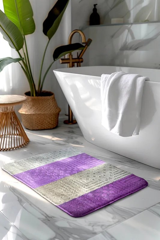 Ervi koupelnová předložka béžová/fialová SLV Comfort,2 set