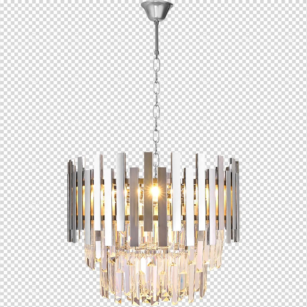 Lustr Aspen, 1x křišťálové/chromové kovové stínítko, (fi 45cm), ch