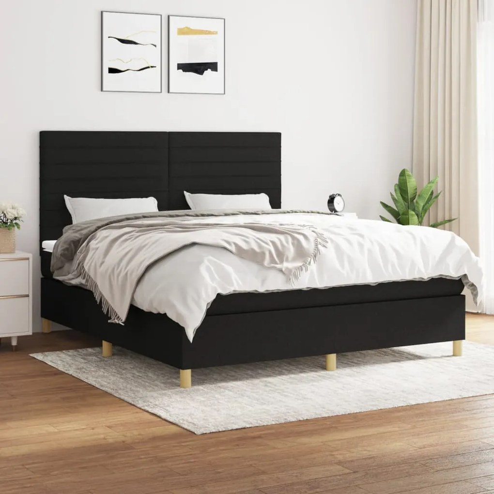 Box spring postel s matrací černá 180x200 cm textil 3142435