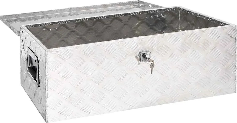 Úložný box stříbrný 80 x 39 x 30 cm hliník 152252