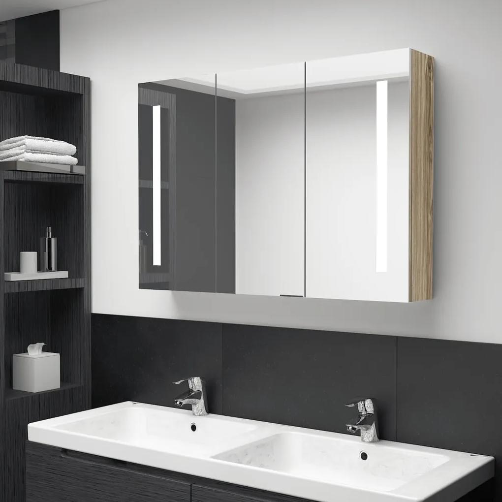 326529 vidaXL LED koupelnová zrcadlová skříňka 89 x 14 x 62 cm dub