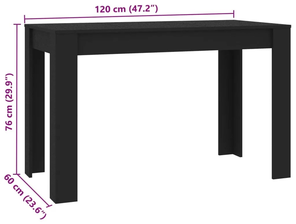 vidaXL Marketos Jídelní stůl černý 120 x 60 x 76 cm kompozitní dřevo