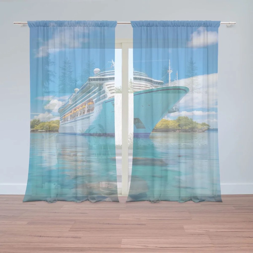 Sablio Záclony Luxusní výletní loď v tropickém ráji: 2ks 150x250cm