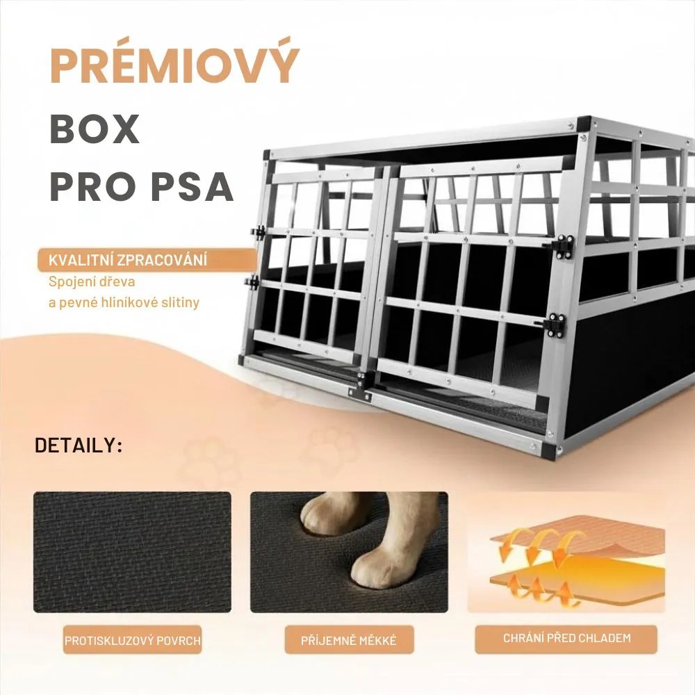 Přepravka pro psa BRUNO, 89x70x51cm stříbrná/černá Cadoca