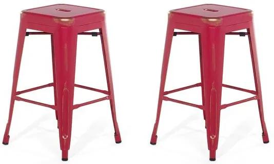 Sada barových stoliček 60 cm červeno zlatá, 2 kusy CABRILLO | BIANO