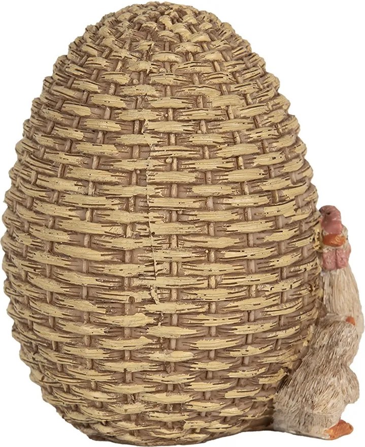 Dekorace hnědé vajíčko se slepičkou - 9*8*10 cm