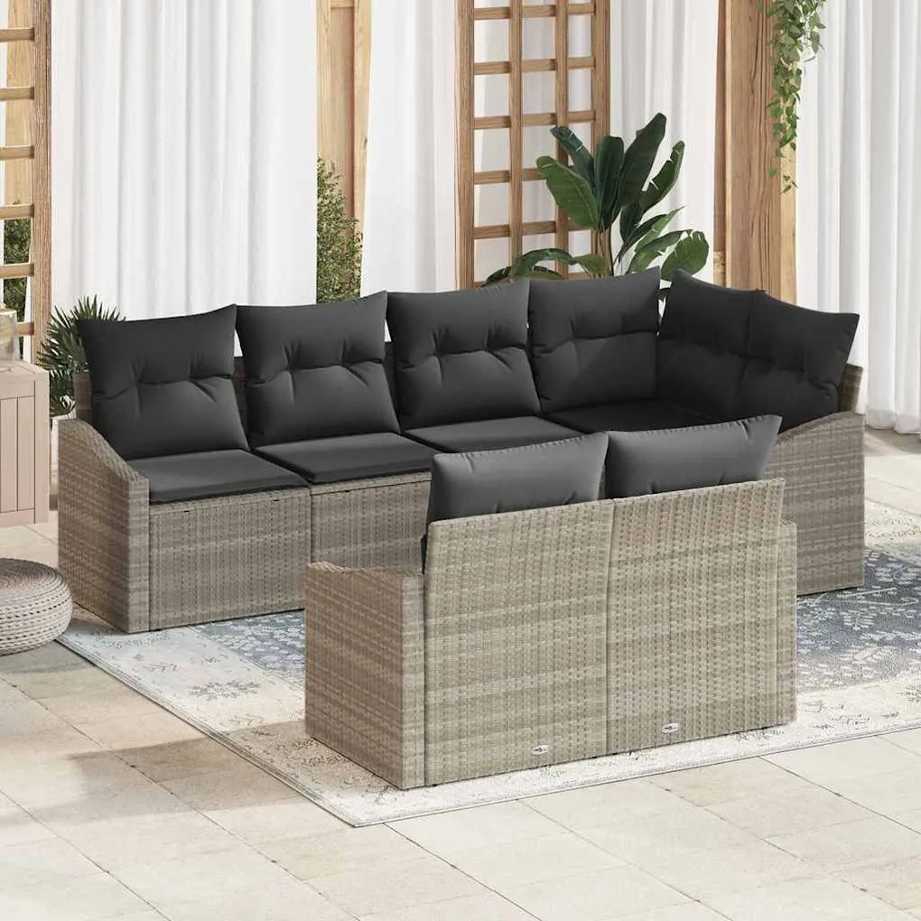 Set pohovek 7 ks Světle šedá polyratan 3346762