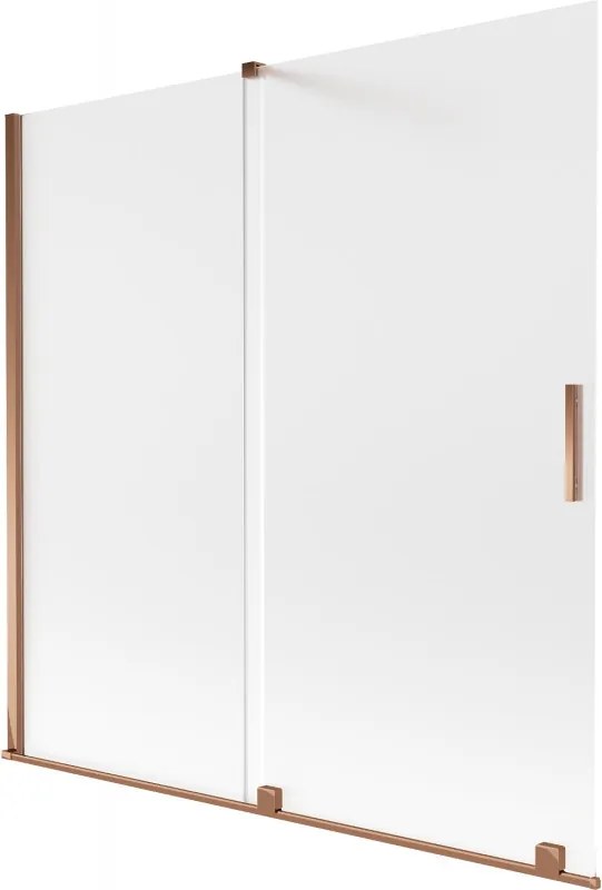 Mexen Velar, 2-křídlová posuvná vanová zástěna 160 x 150 cm, 8mm sklo námraza, růžové zlato, 896-160-000-31-60