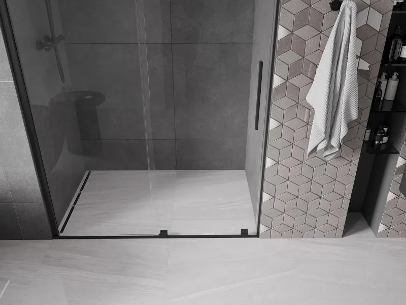 Mexen Velar posuvné sprchové dveře 140 cm, transparentní, černé - 871-140-000-01-70