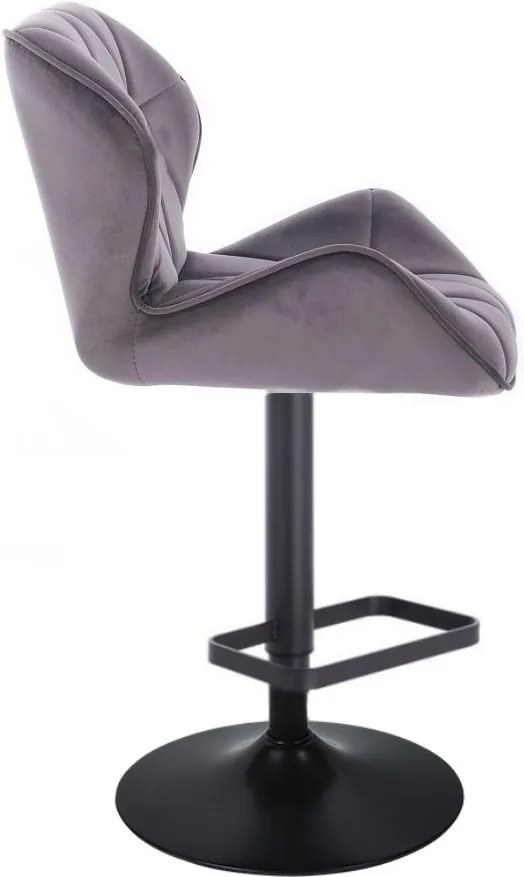 LuxuryForm DESIGN Barová židle MILANO VELUR na černé kulaté podstavě - tmavě šedá