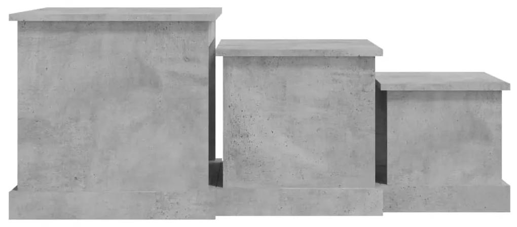 Konferenční stolky 3 ks betonově šedé kompozitní dřevo - Default Title