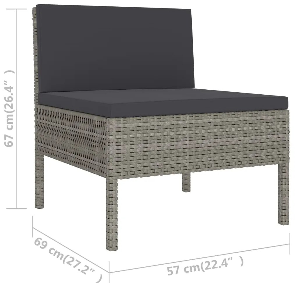 vidaXL Marketos 6dílná zahradní sedací souprava s poduškami polyratan šedá