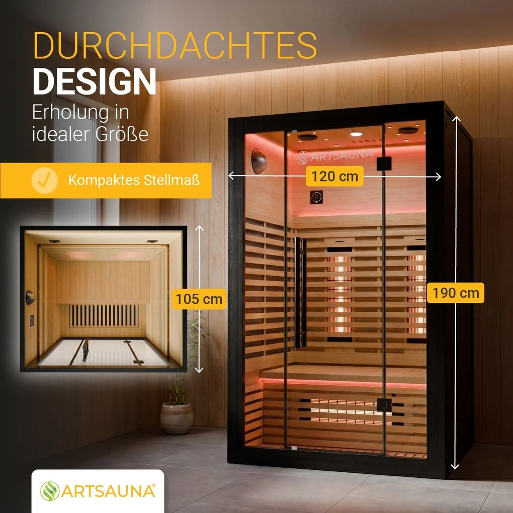 Artsauna Infrasauna Trondheim 120, černá
