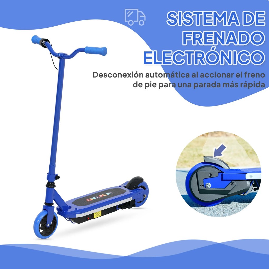 Elektrická koloběžka AIYAPLAY pro děti 6-14 let, max. 10 km/h, 80 W motor, maximální dojezd 8 km, koloběžka pro děti s LED světly a zadní brzdou, mod…
