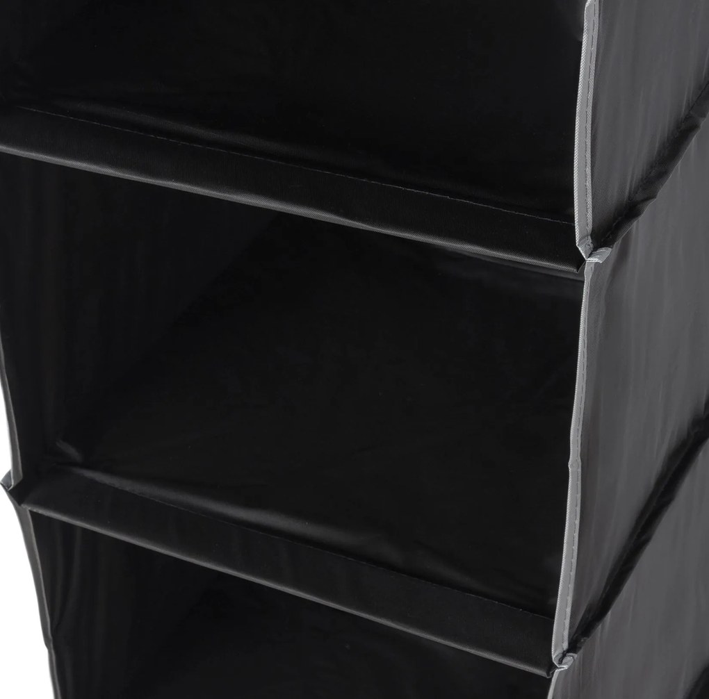 Závěsný organizér na oblečení Compactor URBAN 30 x 30 x 128 cm – 6 polic, černý
