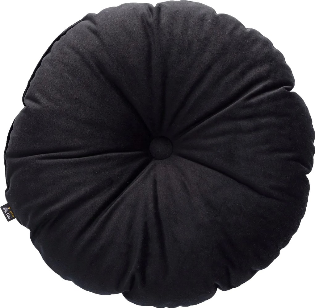 Sametový polštář s knoflíkem barva černá látka lesklé, sametová