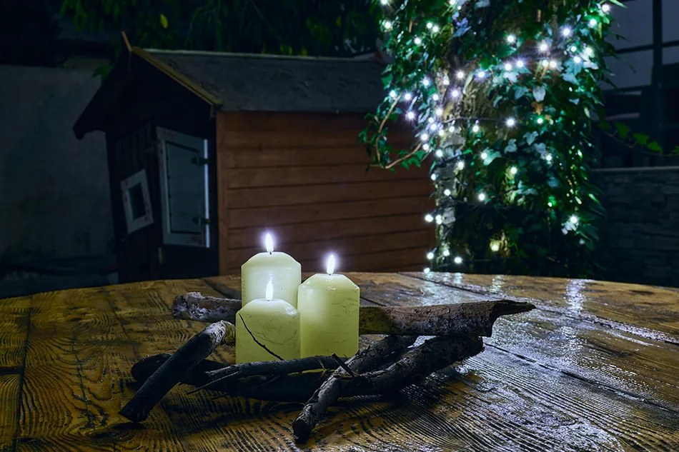 LED svíčka z pravého vosku na baterie, ø 7,5 × 10 cm, mandlová, 2× AA