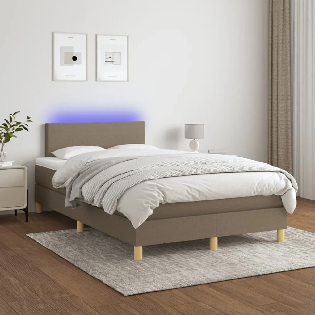 Box spring postel s matrací a LED taupe 120x190 cm textil 3270078