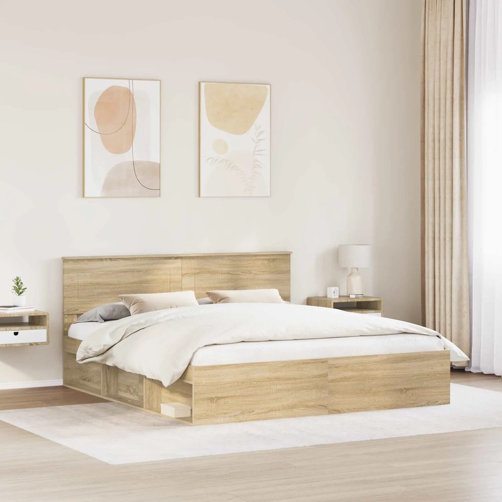 Rám postele s čelo Sonoma 200 x 200 cm Kompozitní dřevo 3407834